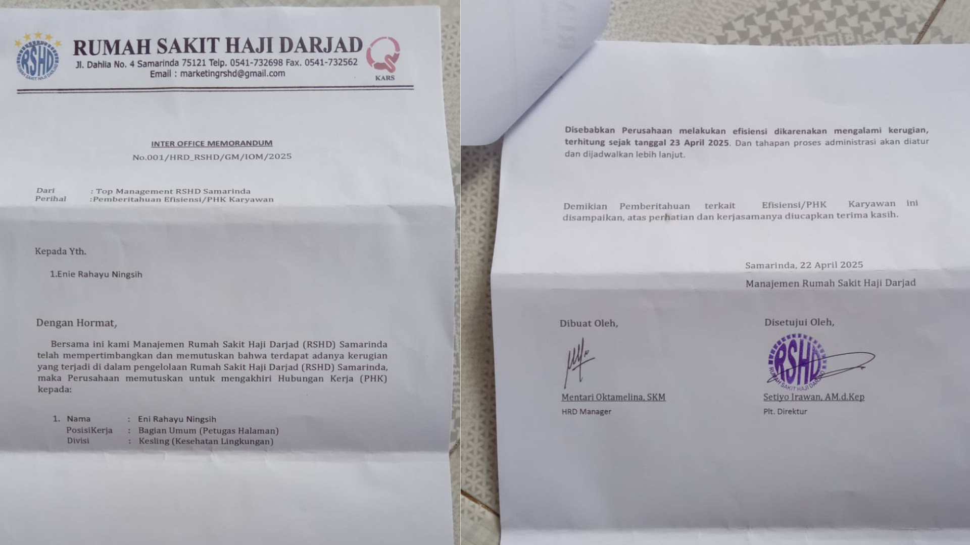 2 Karyawan RSHD di PHK, Tapi Diminta Bikin Surat Permohonan Pesangon ...